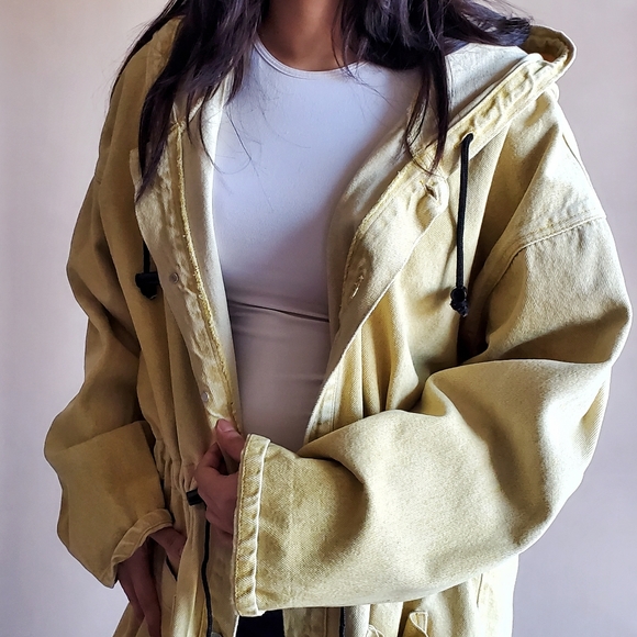 corniche | Jackets & Coats | Vintage Corniche Yellow Denim Hoodie Jacket | Poshmark